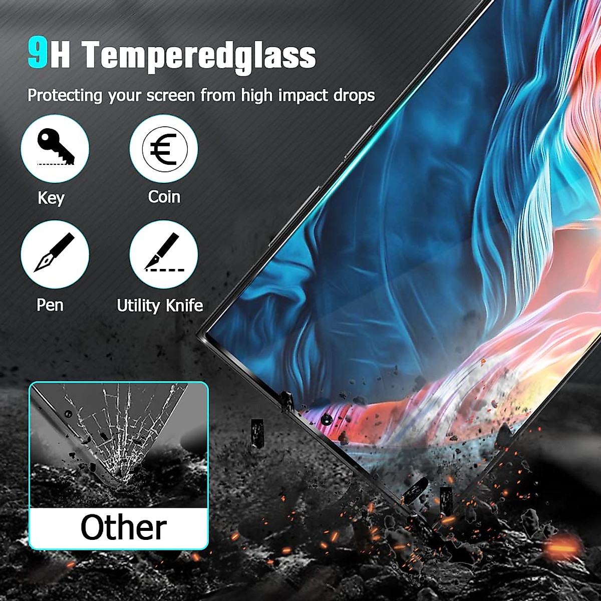 [2+2 Pack] Galaxy S22 Ultra Glass Screen Protector and Camera Lens Protector, 9H Tempered Glass, Fingerprint Unlock, HD Clear, Case Friendly for Samsung Galaxy S22 Ultra Screen Protector (6.8 Inch)