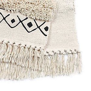 SHACOS Tufted Cotton Area Rugs Set of 2 Woven Cotton Rug Runner Set with Tassels Washable Boho Farmhouse Throw Rug for Kitchen Bathroom Bedroom Laundry Room (2x3'+2x4'4", Tufted Geometric)