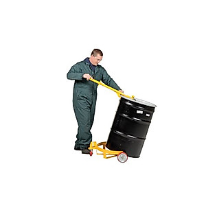 Vestil LO-DC-PU Lo-Profile Drum Caddie with Bung Wrench Handle and Poly-on-steel Wheel, Steel, 21-5/8" Length, 31-5/8" Width, 37-5/8" Height, 1200 Capacity , Yellow