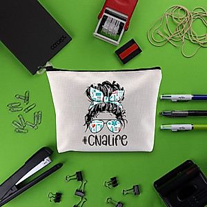 BLUPARK CNA Gift Zipper Bag Certified Nursing Assistant Gifts CNA Graduation Gift CNA Life Makeup Bag Nursing Cosmetic Bag (CNA life)