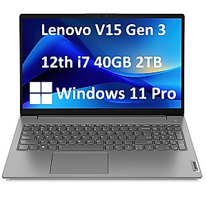 Lenovo V15 Business Laptop (15.6" FHD Anti-Glare, Intel 12th Gen 10-Core i7-1255U, 40GB RAM, 2TB PCIe SSD), Numeric Keypad, Type-C, Ethernet, HDMI, Wi-Fi 6, Webcam, Win 11 Pro, Iron Grey