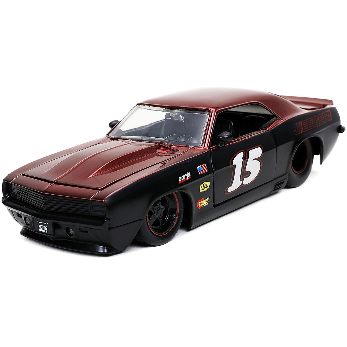 Jada Toys Bigtime Muscle 1:24 1969 Chevy Camaro Die-cast Car Black/Red, Toys for Kids and Adults