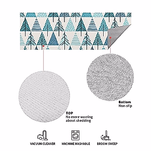 Welcome Mats, Christmas Simple Pine Tree Tile Pattern Door Mat, Non-Slip Absorbent Large 20x47 Inch Outdoor Indoor Mat Low-Profile Floor Mat Doormat for Entryway/Patio/Garage