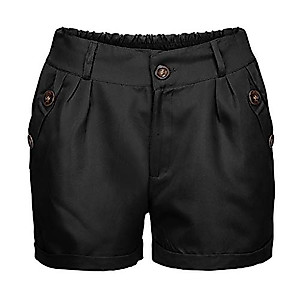 Fashion Loose Shorts, Thenlian Women's Solid England style Mid Waist Casual Summer Shorts Pants(XL, Black)