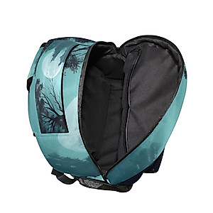 Nander Backpack Travel Evening Moon Wolf School Bookbags Laptop Daypack College Bag for Mens Boys