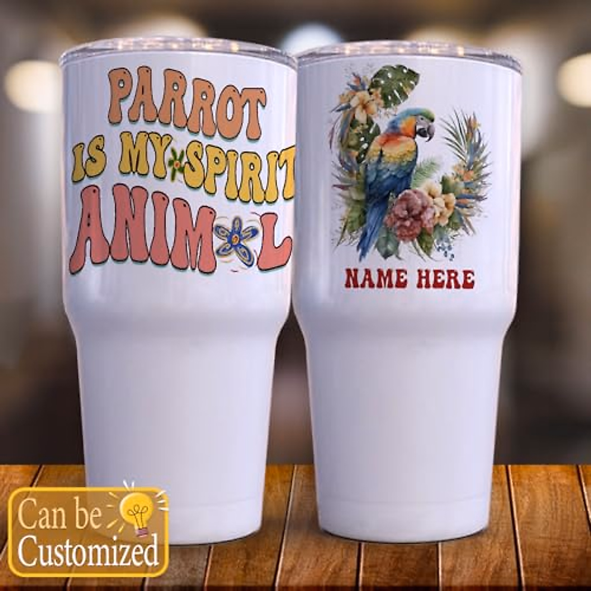 Adorable Parrot Lover Tumbler for Coworkers and Friends Custom Personalized Insulated Tumbler Full Lid 30oz