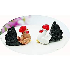 Mixed 2 Colour Lot of 12 Miniature Animal Chicken Outdoor Patio Decor Fairy Garden Supplies Animal Figurine Furniture Dollhouse