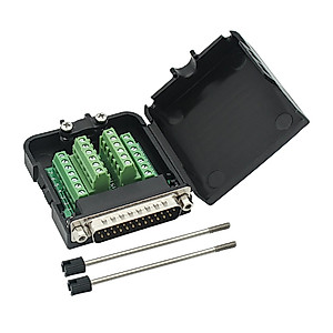 YIOVVOM DB25 Breakout Board Solder-Free Male Adapter 25-pin Port Adapter to Terminal Connector Signal Module Long Bolts and Nuts with case
