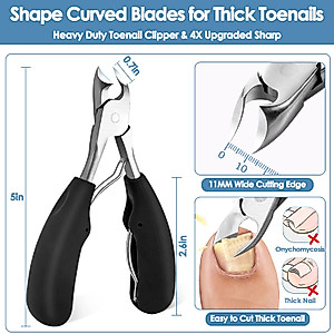 Modacraft Podiatrist Toenail Clippers, Professional Thick & Ingrown Toe Nail Clippers for Men Seniors, Ingrown Toenail Treatment Removal Kit with Nail Cutter Super Sharp Blade Soft Anti-slip Handle