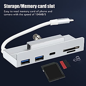 USB C Hub, 6 in 1 USB3.1 GEN2 10Gbps Type C Hub with 1 USB3.1 GEN2, 2 USB A and SD TF Micro SD Card Reader for OS X AIO PC, Multifunctional Docking Station