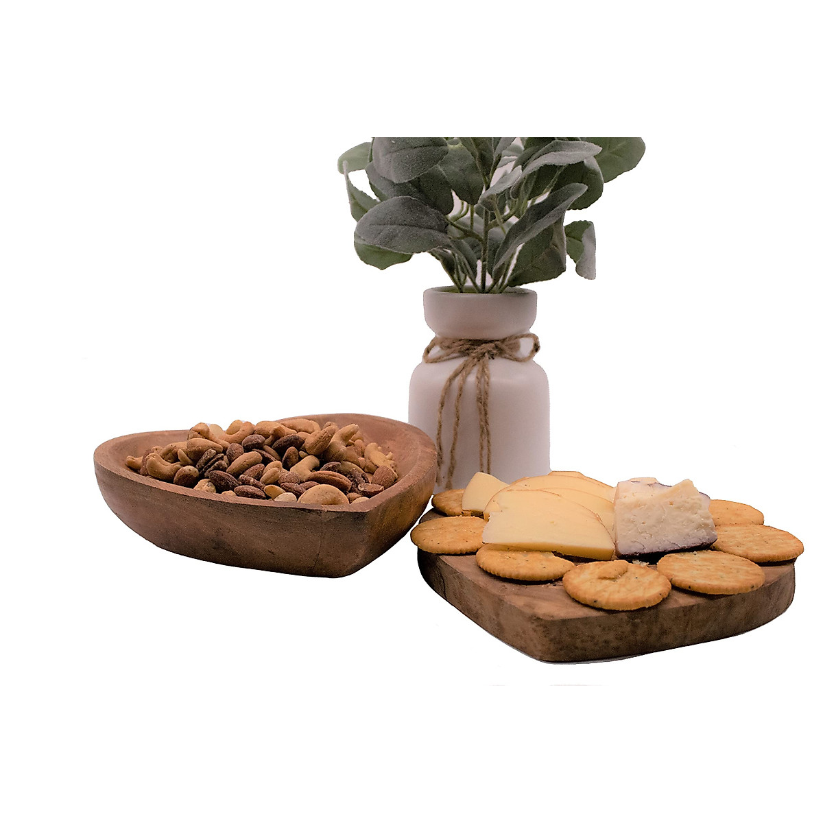 Heart Shaped Wooden Salad Bowl, Fruit Bowl, Candy Bowl, Decorative Wood Bowl, Hand-Crafted, Eco-Friendly, Large 10”(W) x 10” (L) x 2” (H)