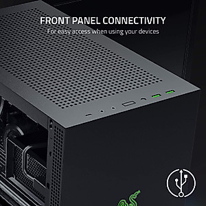 Razer Tomahawk Mini-ITX Gaming Case: Dual-Sided Tempered Glass Swivel Doors, Ventilated Top Panel, Chroma RGB Underglow Lighting, Built-in Cable Management, Classic Black