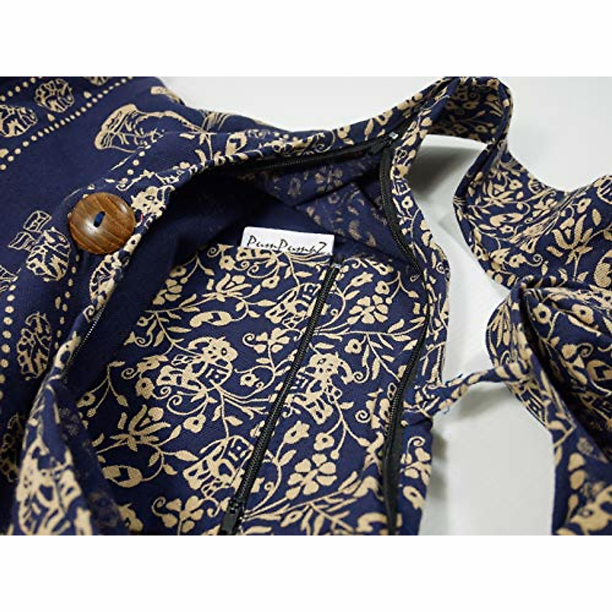 PumPumpz Hippie Boho Elephant Crossbody Bohemian Gypsy Sling Shoulder Bag Medium Size (Twins Elephant Navy)