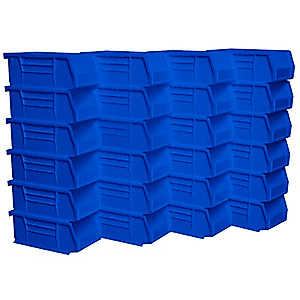 Akro-Mils 30220 AkroBins Plastic Hanging Stackable Storage Organizer Bin, 7-Inch x 4-Inch x 3-Inch, Blue, 24-Pack
