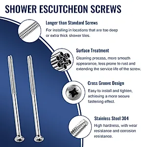 RP12630 Longer Escutcheon Trim Screws Replacement for Delta Faucet, Shower Trim Screws for Valves Roughed-in Too Deep, Faucet Repair Parts for Delta Classic Tub/Shower System, 2 Pack