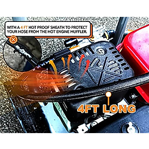 YAMATIC Durable Flexible Pressure Washer Hose, 1/4" X 50 FT, Kink Resistant Power Washer Hose, Fit Most Brand Pressure Washer Replacement Hose, 3200 PSI, Orange