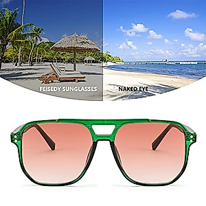 FEISEDY Retro Square Aviator Sunglasses Women Men 70s Vintage Trendy Plastic Frame Sun Glasses B2835