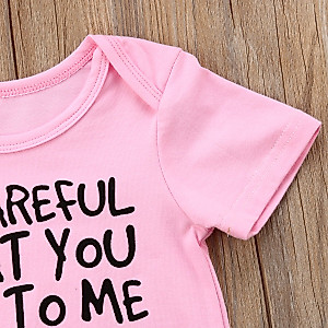 Charm Kingdom Baby Boy Girl be careful what you say to me my grandmas crazy Bodysuit (70 (0-6M), Pink)