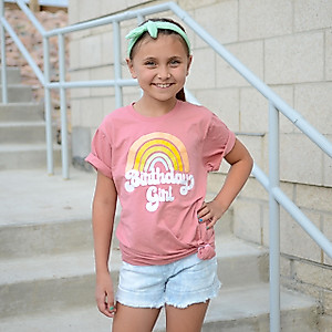 Retro Rainbow Birthday Girl Colorful Shirts for Baby and Toddler Girls Birthday Outfits Mavue Shirt Medium