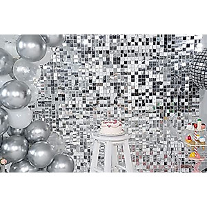 Kate Square Sliver Sequin Wall Panel Backdrop Sliver Glitter Panels Wedding Decoration(Pack of 12)
