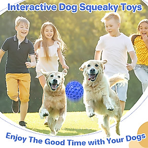 DISSKNIC Indestructible Squeaky Dog Ball, Relieves Anxiety, Cleans Teeth, Interactive Chew Toy for Aggressive Chewers, Dog Toy for Large Breeds, Outdoor Waterproof