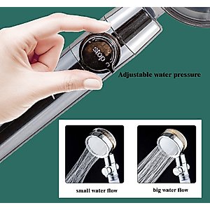GEOONA Turbo Shower Head with ON/Off Switch,Handheld High Pressure Vortex Shower Head 360 Degrees Rotating ，Water Saving Showerheads with Handheld and Hose (Blue)