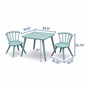 Delta Children Windsor Kids Wood Table and Chair Set (4 Chairs Included) - Ideal for Arts & Crafts, Snack Time, Homeschooling, Homework & More, Aqua