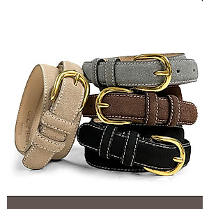 Cowboy Craft Women's Leather Belt Fashion Waist Genuine Suede Leather Belts For Jeans Dress 1"(25mm) Wide (Taupe, 32)