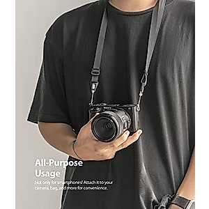 Ringke Shoulder Strap [Phone Lanyard] Designed for Camera Strap and Phone Strap, Adjustable Sturdy Universal Crossbody Strap Compatible with Camera and Phone Case - Black