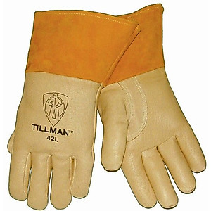 John Tillman and Co"Small Brown Top Grain Pigskin CottonFoam Lined Premium Grade MIG Welders Gloves with Straight Thumb, 4"" Cuff and Kevlar Lock Stitching" (42S)