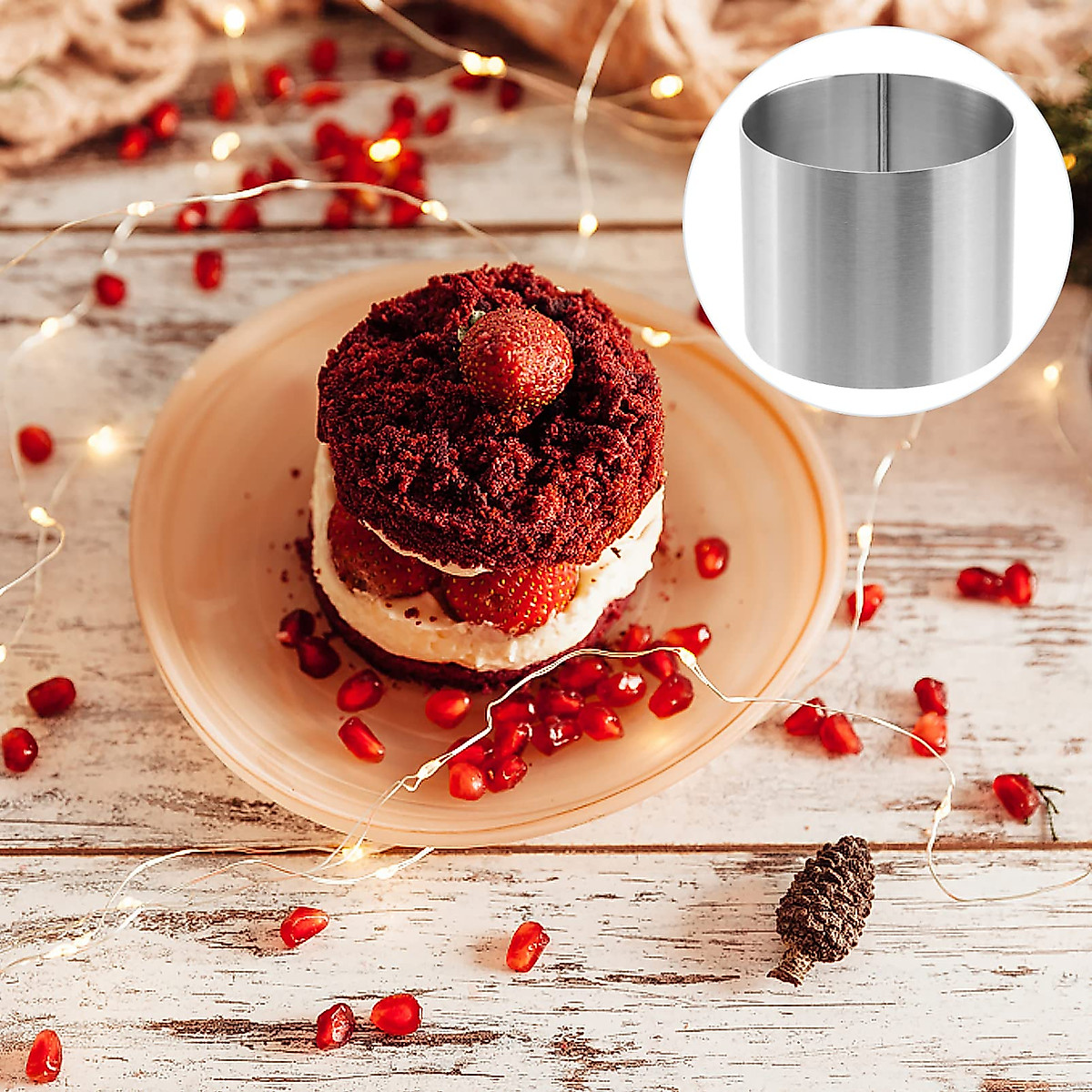 Yardwe 12pcs Mousse Cake Mold Round Mousse Ring Stainless Steel Cake Mousse Ring for Desserts Pastry Eggs 6 * 6 * 5CM