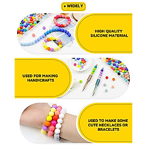 180PCS FIVEIZERO Silicone Beads, 30 Colors 12mm Silicone Beads Focal Beads Rubber Round Beads Mixed Color Silicone Lentil Beads Bulk for DIY and Keychain Accessories Silicone Beads Crafts Making