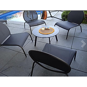 juserox Patio Coffee Table - Metal Steel Outdoor Round Table Weather Resistant Anti-Rust Outdoor Table (Black)