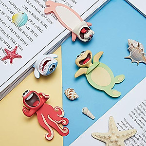 4 Pieces 3D Cartoon Animal Bookmark Funny Animals Reading Bookmark Wacky Bookmark Cute Bookmarks Squashed Ocean Animals Stationery for Teens, Boys and Girls Students