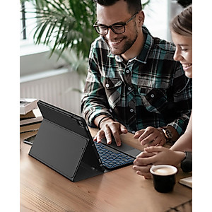 CHESONA for iPad 9th Generation Case with Keyboard, 7 Color Backlit, Multi-Touch Trackpad, Built-in Pencil Holder, 2 Bluetooth Channels, Flip Stand Keyboard Case for iPad 9th/8th/7th Gen 10.2” Black
