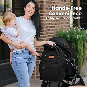 KeaBabies Baby Diaper Bag Backpack - Baby Bag for Boys, Girls, Waterproof Multi Function Baby Backpack, Large Diaper Bags for Baby Girl, Baby Boy, Travel Diaper Bag with Changing Pad (Trendy Black)