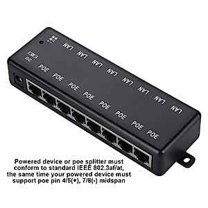 8 Port PoE Injector All in One DC12V-48V 8 Interfaces Passive Adapter Power Over Ethernet Module Injector