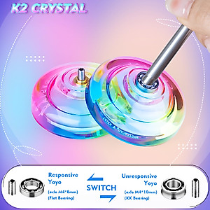 MAGICYOYO K2 Responsive Yoyo for Kids 8-12, Professional Yo yo for Beginners, Plastic Dual Function Yo-Yo with 12 Yoyo Strings, Yo-yos Case Bag + Yoyos Accessory Kit (Blue Pink Yellow Gradient)