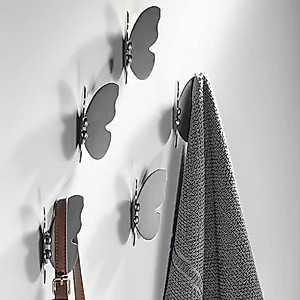 Z metnal Decorative Coat Hooks, Small Modern Black Brass Hanger, Butterfly Bath Towel Hook, Hat Hooks Robe Hooks for Entry Bedroom, Stainless Steel, Wall Mounted, 2 pcs