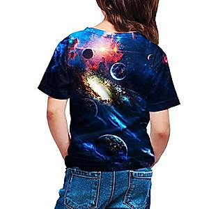 SYAIMN 3D Print T-Shirts Cool Graphic Tops Tees Space Short Sleeve Shirts for Boys Girls 8-10 Years