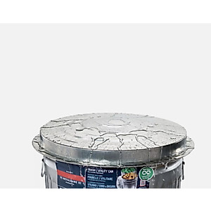 Generic 31 Gallon Galvanized Steel Round Metal Household Trash Can with Lid, Grey