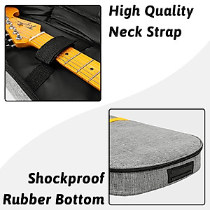 LETSROCK Electric Guitar Gig Bag, 39 Inch Electric Guitar Case with 0.5 Inch Thick Padding with Carry Handle, Pocket & Neck Strap Electric Guitar Bag Gray