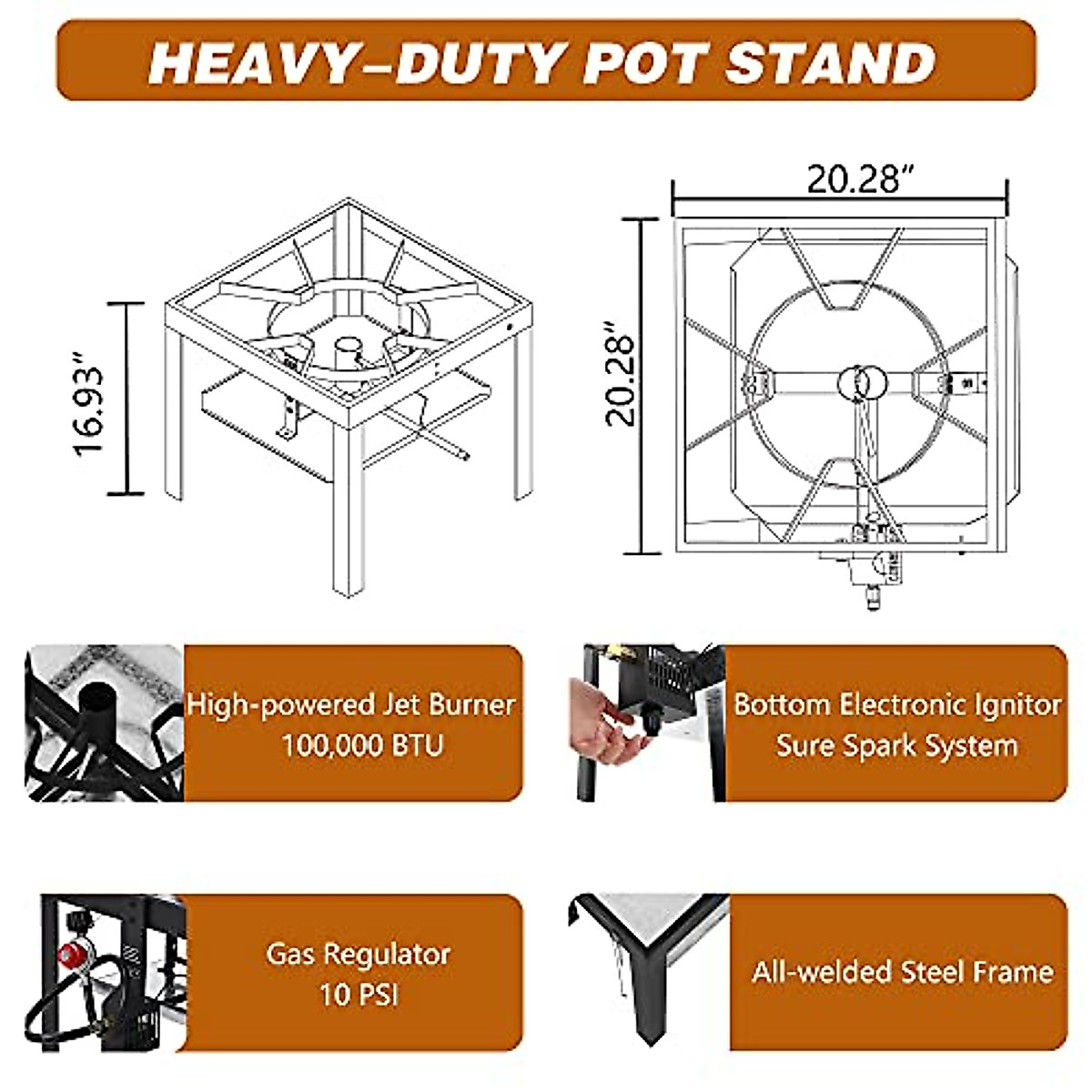 Creole Feast SBK0801 Seafood Boiling Kit with Strainer, Outdoor Aluminum Propane Gas Boiler with 10 PSI Regulator, Silver