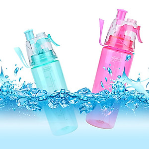 Plastic Water Bottle, 600ML Wide Mouth Portable Spray-Head Anti-Leak Water Bottle for Sports School Cycling Gym Yoga(Blue)