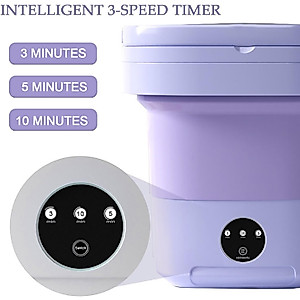 Portable Washing Machine, Upgraded Foldable Mini Washer, Deep Cleaning of Underwear, Baby Clothes and Sock, Best for Apartments, Dormitories, Hotel,Travel (Purple)