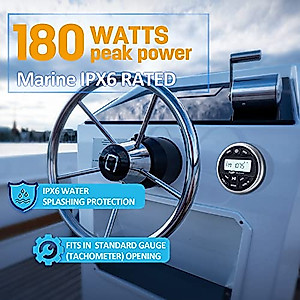 GUZARE Marine Radio Bluetooth Stereo Audio Waterproof Radio Boats FM AM Gauge Stereo Golf Cart Marine Stereo Receiver Audio Systems for RV UTV Yacht