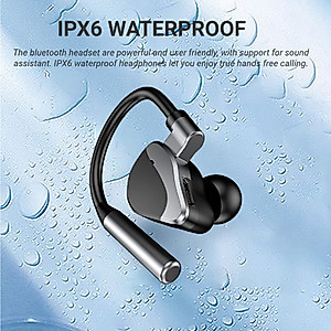 Bluetooth Headset, Wireless Bluetooth Earpiece Single Ear Headset with Noise Canceling Microphone, Hands Free Wireless Earphones for Business Driving