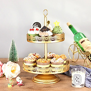Gold Cake Stands Set for Dessert Table，6 Pcs Wedding Cake Stand&Cupcake Stand Set，Serving Plate Dessert Table Display Set for Wedding/Birthday Party/Home Decoration/Graduation Party (6 Pieces)