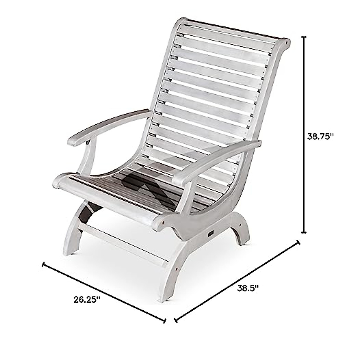DTY Outdoor Living Aspen Eucalyptus Plantation Chair, Silver Gray