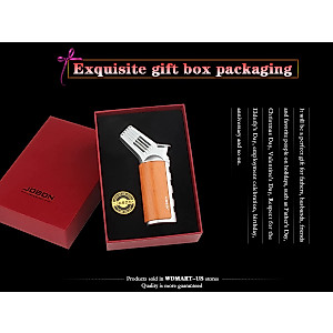 WDMART-US Windproof Refillable lighters - Metal Butane Gas Lighters - Turbo Direct Injection lighters • Multifunction Cooking Torch • Large Gas Storage Capacity (Yellow Wood Grain)